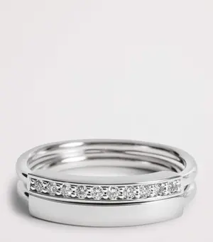 Monica Vinader Sterling And Diamond Linear Stacking Ring