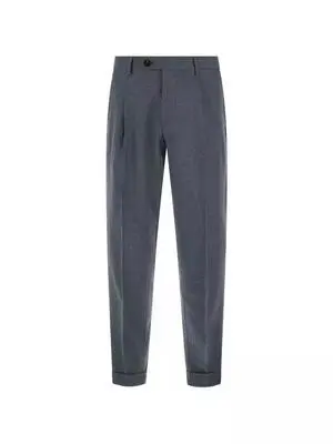MICHAEL COAL Pleated Turn-up Trousers - Grey