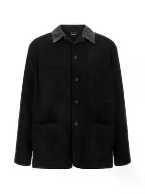 Comme Des Garçons Leather-collar Wool Jacket