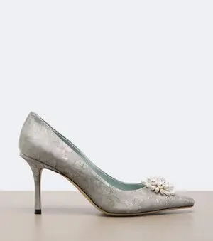 JIMMY CHOO Ines Embellished Floral Pumps