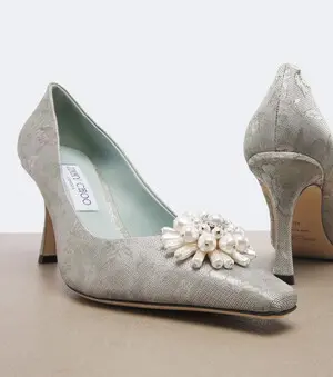 JIMMY CHOO Ines Embellished Floral Pumps
