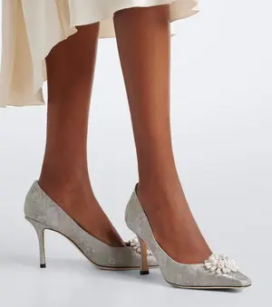 JIMMY CHOO Ines Embellished Floral Pumps