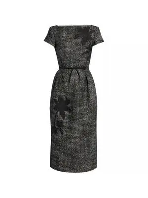 Erdem Floral-embroidered Bouclé Midi Dress