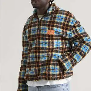 Drole De Monsieur Checked Sherpa Half Zipped Jacket