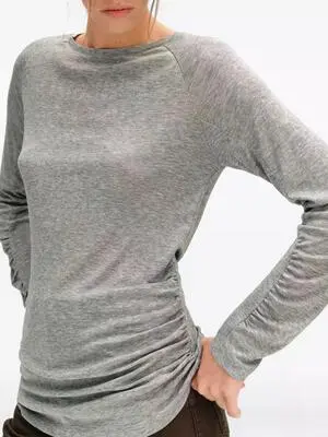 Bimba Y Lola Gray Melange Gathered Raglan T-shirt