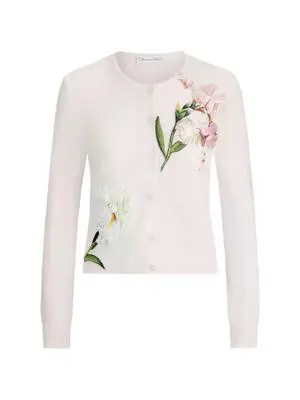 Oscar De La Renta Floral-embroidered Cardigan - Pink