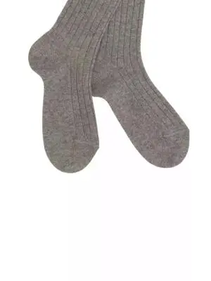 Brunello Cucinelli Ribbed-knit Cashmere Socks - Grey