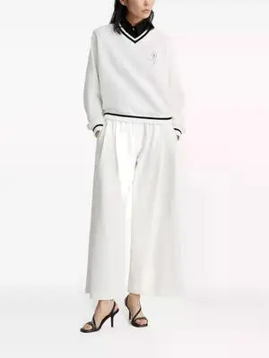 Brunello Cucinelli Logo-printed Striped-trim Sweatshirt