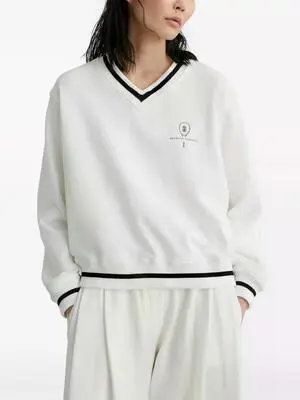 Brunello Cucinelli Logo-printed Striped-trim Sweatshirt