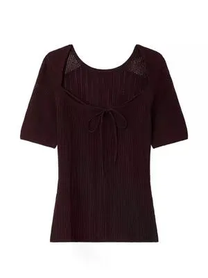 SESSUN Limone Ribbed Open-back T-shirt - Brown