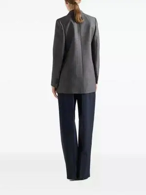 Prada Double-breasted Pinstriped Mouliné Wool Jacket