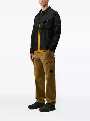 C.P. COMPANY Organic Gabardine Long-sleeve Lens Hidden Zip Shirt - Black