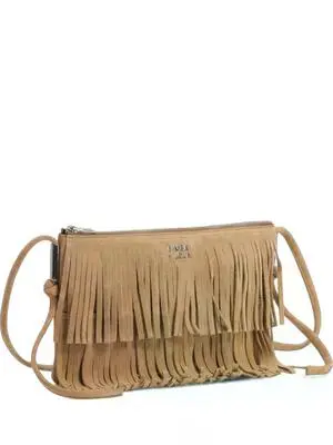 Bimba Y Lola Small Clutch Bag With Natural Fringe - Neutrals
