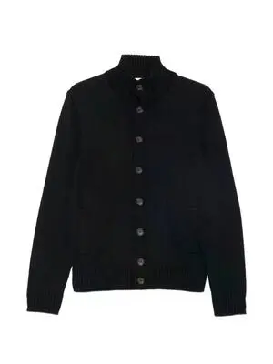 HERITAGE Ribbed-knit Button-up Cardigan - Blue