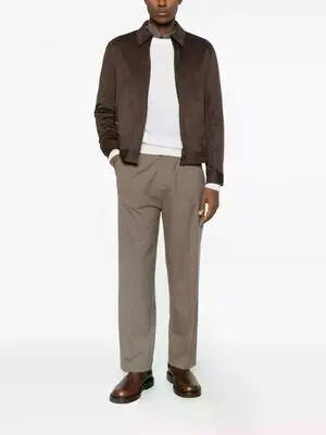 OFFICINA SARTORIALE Suede-effect Zip-up Jacket - Brown