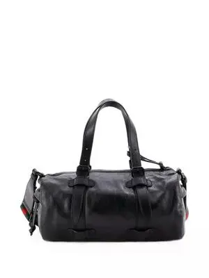 Gucci Tonal Gg Belted Duffle Bag Leather Small Travel Bag - Black