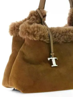 TOD'S T Timeless Shearling-trim Tote Bag