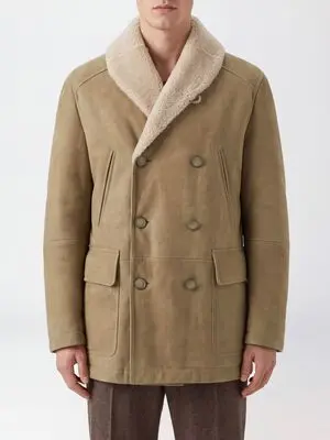 Brunello Cucinelli Double-breasted Shearling Coat With Shawl Collar
