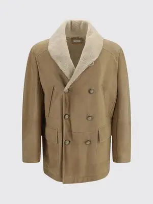 Brunello Cucinelli Double-breasted Shearling Coat With Shawl Collar