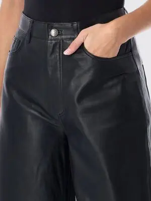 ROTATE BY BIRGER CHRISTENSEN High-waisted Wide-leg Trousers In Lambskin Leather