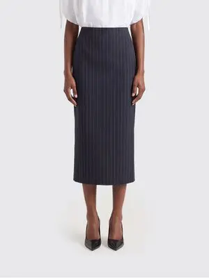 Givenchy Pinstriped Virgin Wool Midi Pencil Skirt With A Slim Fit - Navy