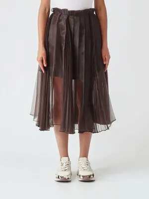 MEIMEIJ High-waisted Pleated Crêpe Midi Skirt With Rear Zip - Cocoa