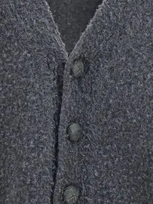 GOLDEN GOOSE Relaxed Fit V-neck Wool Cardigan With Dropped Shoulders - Grey