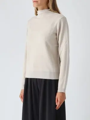 Max Mara Wool And Cashmere Turtleneck With Dropped Shoulders - Mastic