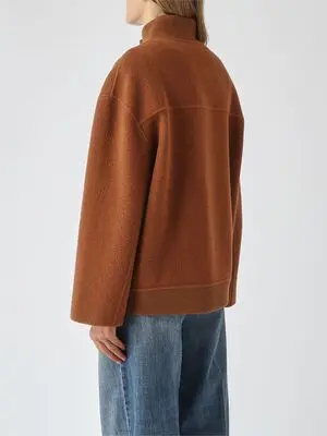 Max Mara Short Wool-blend Coat With Dropped Shoulders And Ribbed Collar - Rust