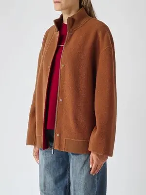 Max Mara Short Wool-blend Coat With Dropped Shoulders And Ribbed Collar - Rust