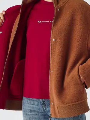 Max Mara Short Wool-blend Coat With Dropped Shoulders And Ribbed Collar - Rust