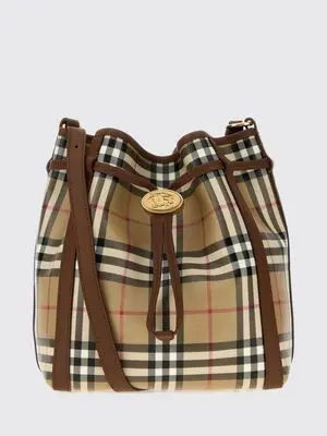 Burberry Vintage Check Cotton Bucket Bag With Leather Trims