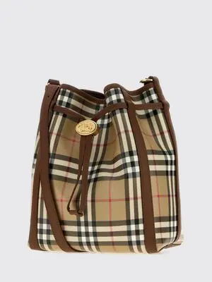 Burberry Vintage Check Cotton Bucket Bag With Leather Trims