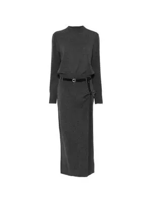 Coperni Belted Side-slit Midi Dress - Grey