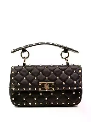 Valentino Garavani 2000-2017 Small Nappa Rockstud Spike Satchel - Black