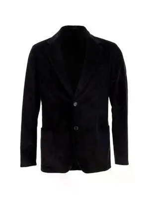 LARDINI Corduroy-texture Single-breasted Blazer - Blue