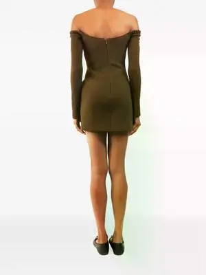 Khaite Off-shoulder Long-sleeve Mini Dress