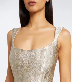 MARKARIAN Ruffled Jacquard Corset Dress