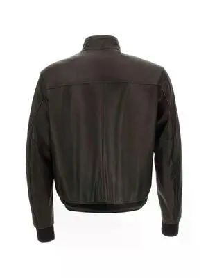 Tagliatore High-collar Leather Jacket