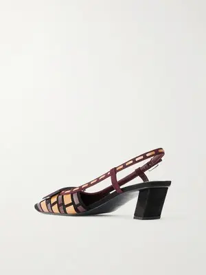 ROGER VIVIER Belle Vivier 45 Woven Leather Slingback Pumps