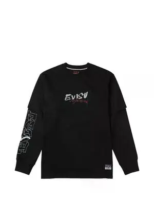 EVISU Layered-sleeve Graphic-print T-shirt - Black