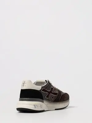 Premiata Mick Suede And Nylon Low-top Sneakers With Contrast Logo - Brown