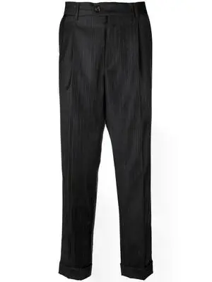 Brunello Cucinelli Chalk-stripe Virgin-wool Tailored Trousers - Grey