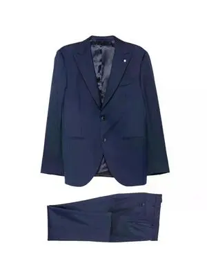 LUIGI BIANCHI MANTOVA Herringbone-pattern Single-breasted Suit - Blue