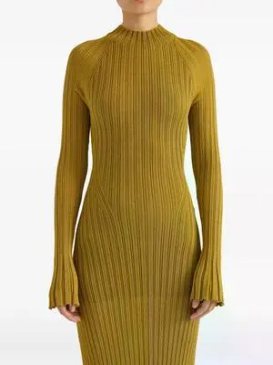 Proenza Schouler Roux Dress In Viscose Silk Rib - Yellow