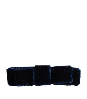 Trotters Small Velvet Bow Hair Clip - Navy
