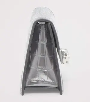 Alexander McQueen Mini Croc-embossed Metallic Leather Skull Shoulder Bag