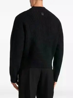 Manière De Voir Remi In Signature Ribbed Wool-blend V-neck Sweater