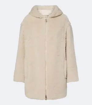 Max Mara Hooded Alpaca, Wool, And Silk Zip-up Coat