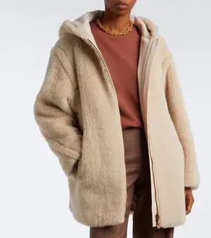 Max Mara Hooded Alpaca, Wool, And Silk Zip-up Coat